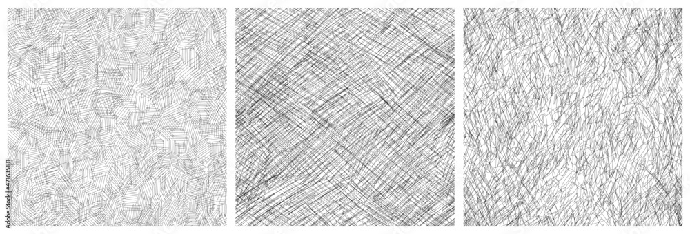 Seamless patterns set, line art, sketch textures. Simply fashion design ...