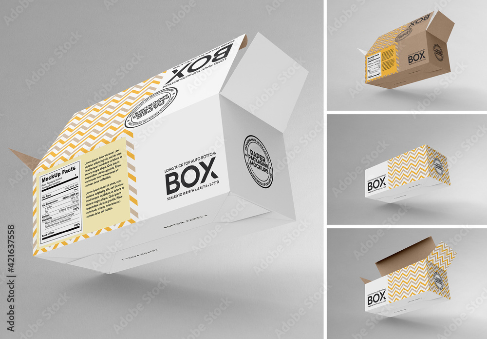Long Tuck Top Box Mockup 3 Bottom Views Stock Template | Adobe Stock