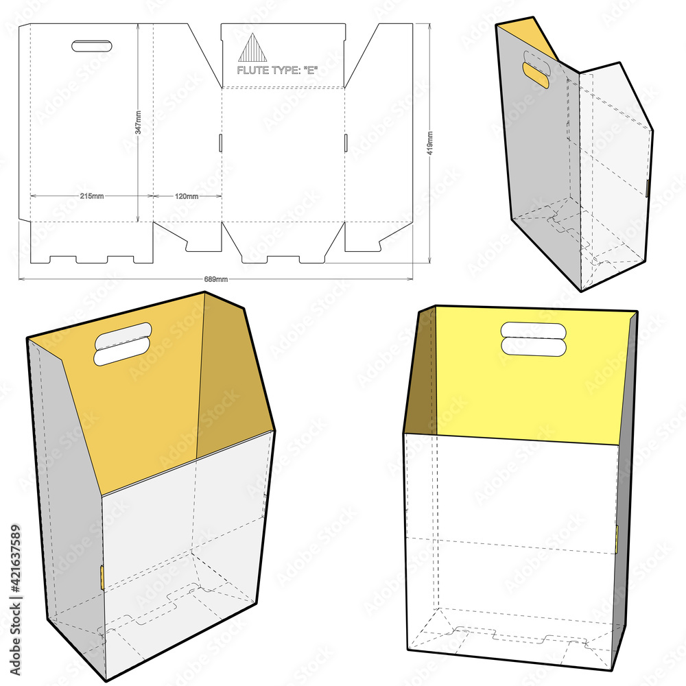 Document A4 storage box with handle die cut template. The .eps file is ...