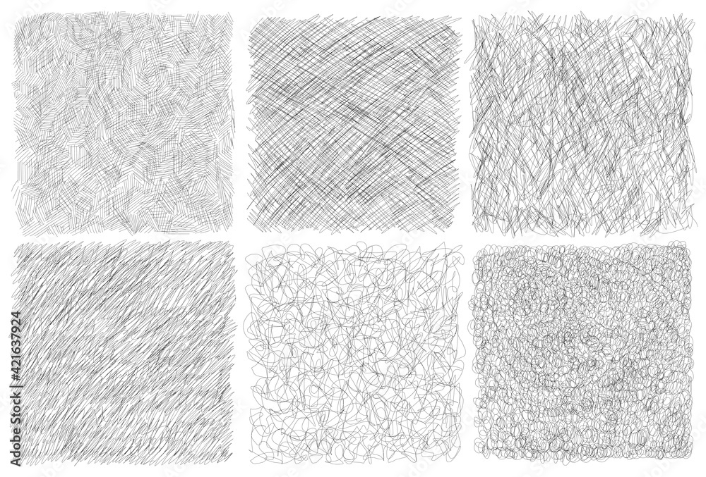 Line art backgrounds pattern set, sketch textures. Simply fashion ...