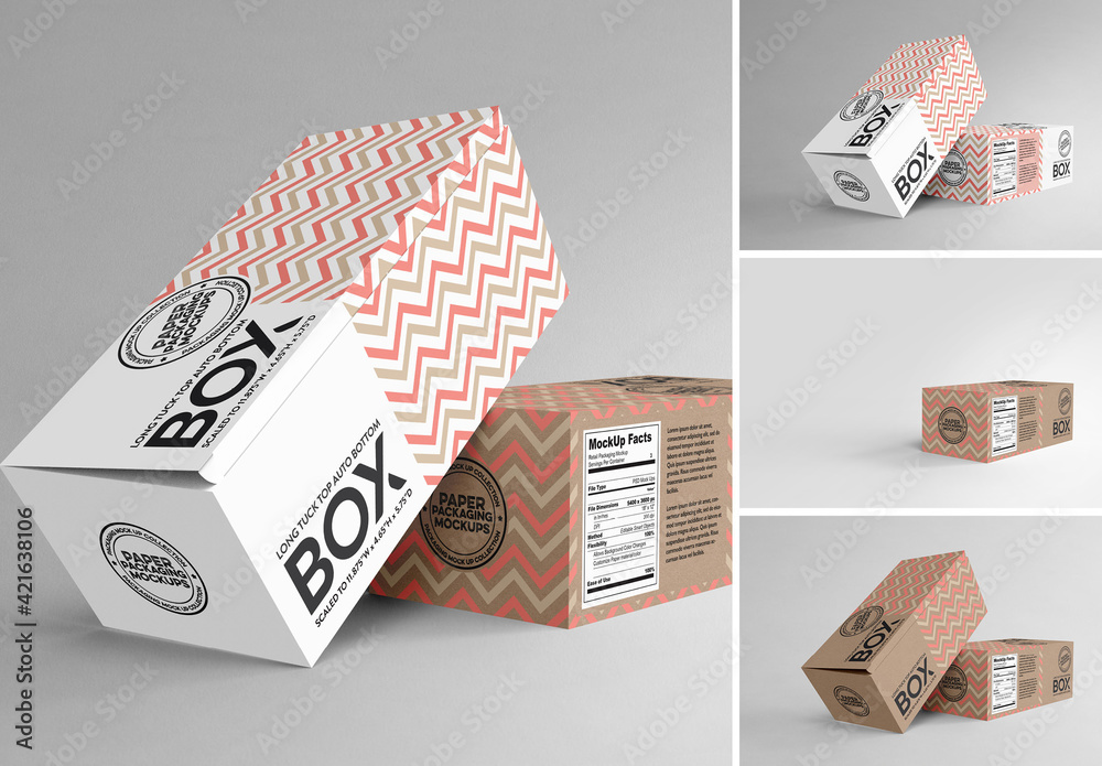 Stacked Long Tuck Top Boxes Mockup Stock Template | Adobe Stock