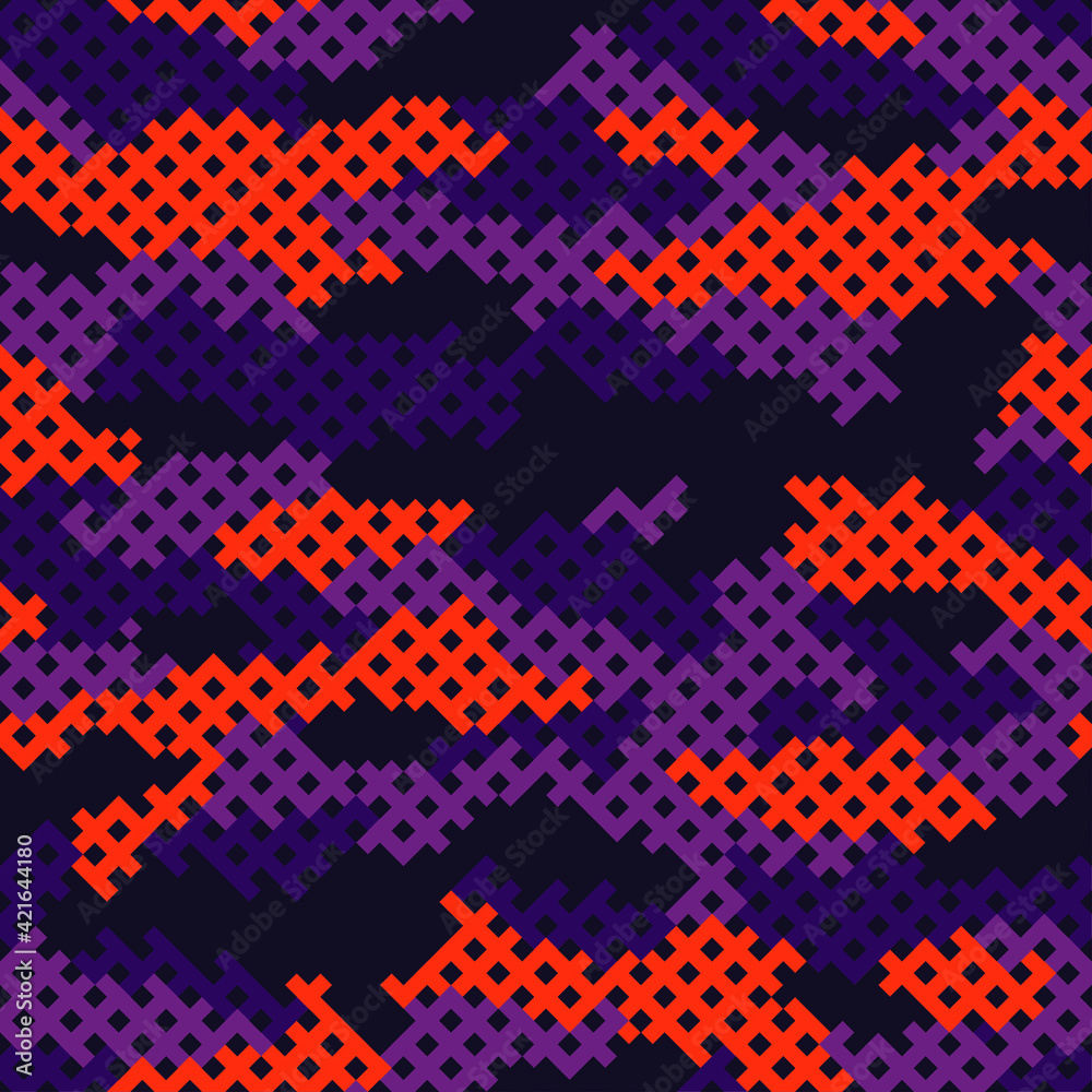 Camouflage grid seamless pattern. Abstract modern endless camo texture ...