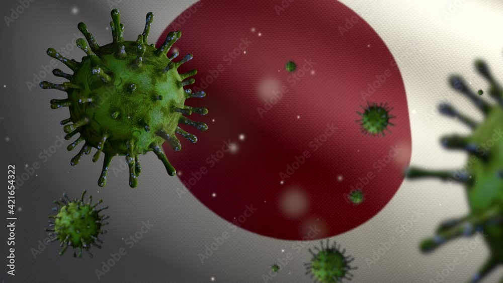 Japanese flag waving with the Coronavirus outbreak infecting ...