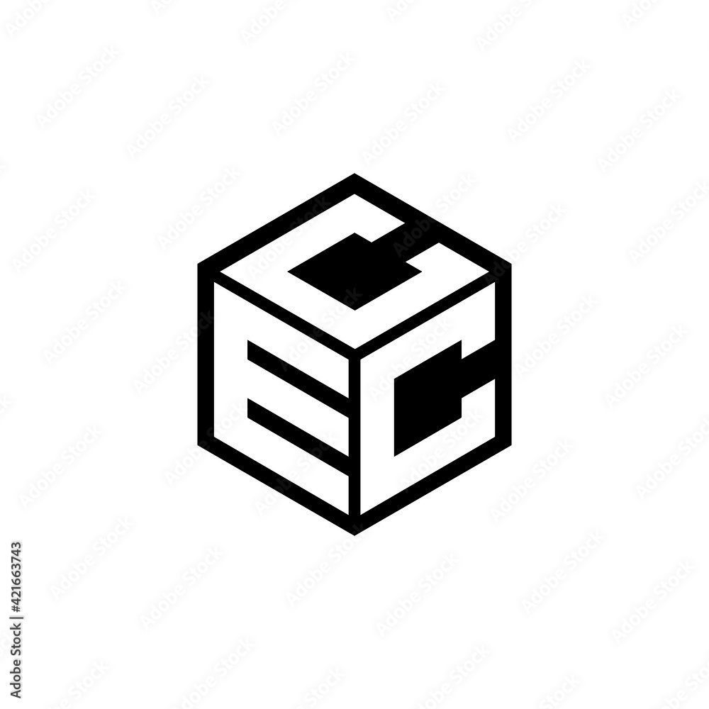 ECC letter logo design with white background in illustrator, cube logo ...