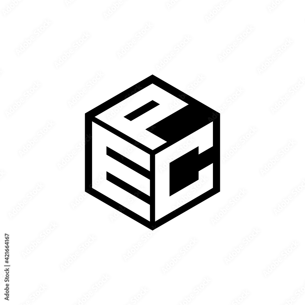 ECP letter logo design with white background in illustrator, cube logo ...