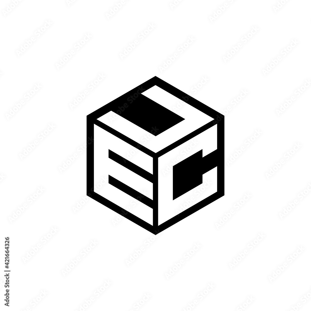 ECU letter logo design with white background in illustrator, cube logo ...