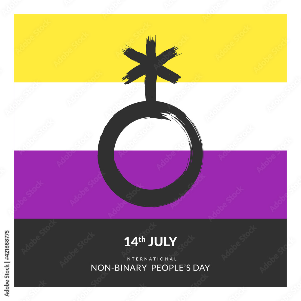 the non binary flag and symbol. isolated Vector illustration Stock ...