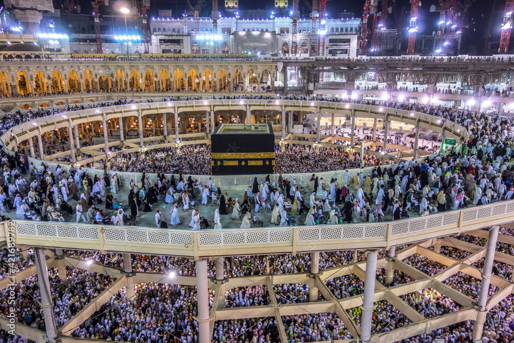 Poster Kaaba the center of Islam's most important mosque, the Masjid al ...
