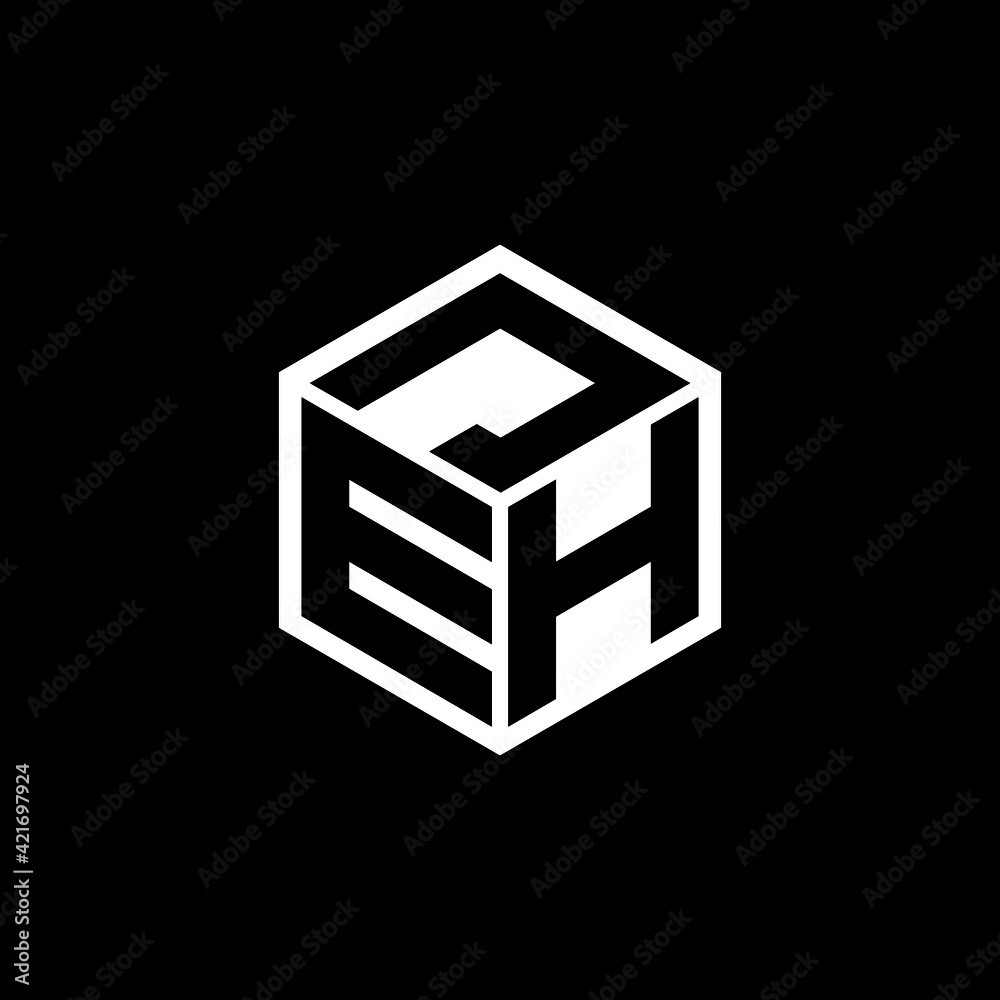 EHJ letter logo design with black background in illustrator, cube logo ...