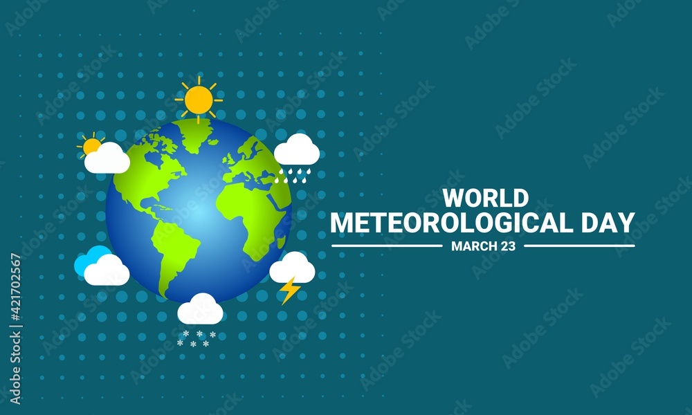 Vector illustration of a globe surrounded by weather icons, as a banner ...