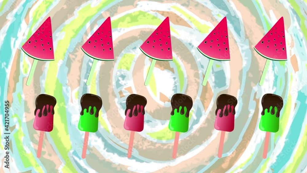 Colorful background with dancing ice cream. Stock Video | Adobe Stock