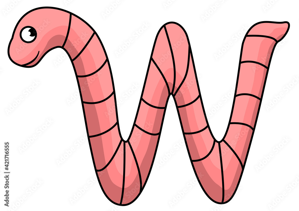 Letter W for Worm Vector. Familiar worms include the earthworms ...
