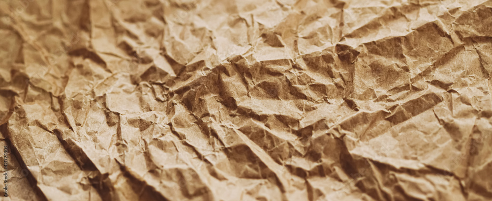 Crumpled brown parchment paper flatlay background, luxury branding flat ...