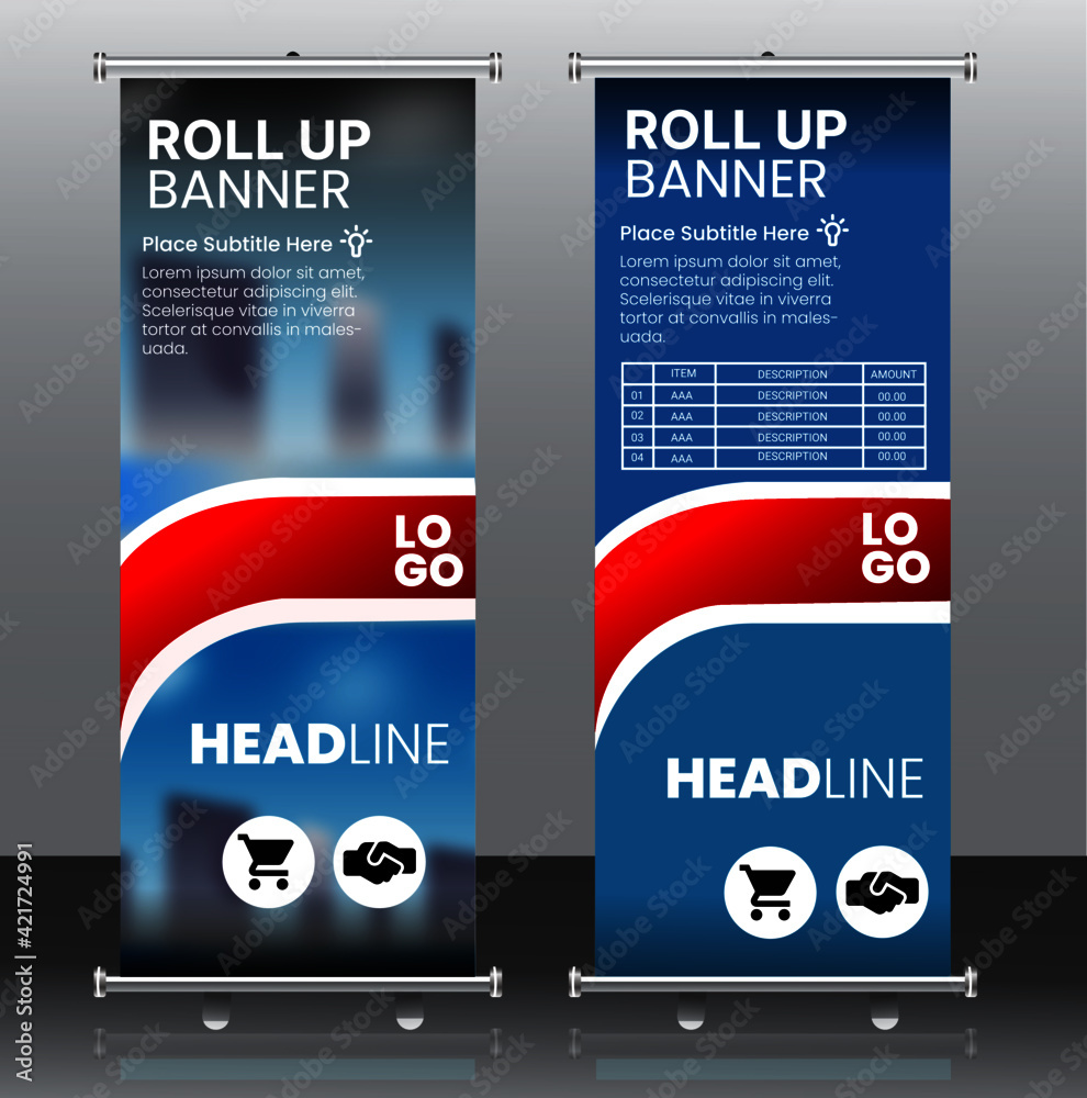 Red Rollup banner, brochure flyer banner design template vector ...