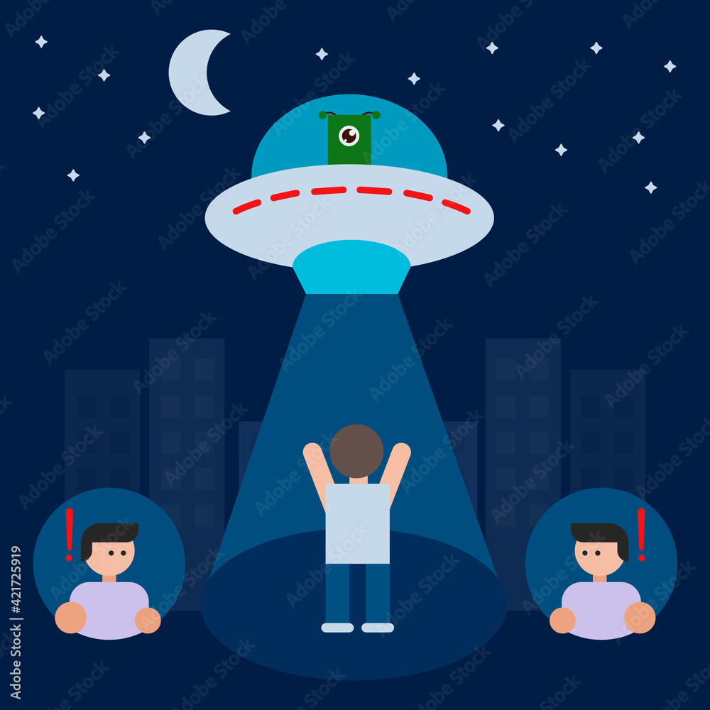 Alien was kidnap human, invasion Icon, Logo, and illustration Stock ...