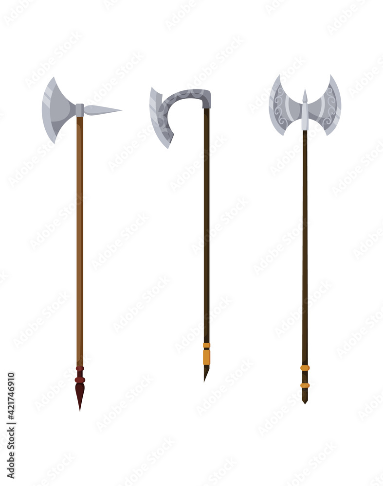 Medieval weapon collection. Ancient weaponry, war and heraldry concept ...