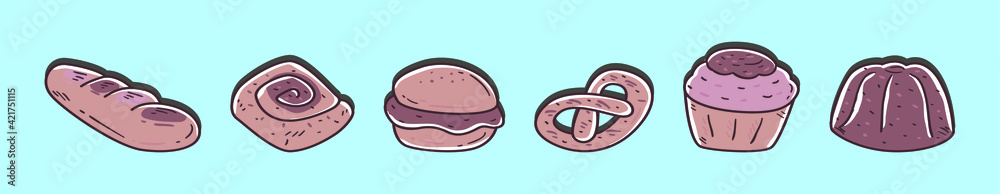 Vetor de set of scone cartoon icon design template with various models ...