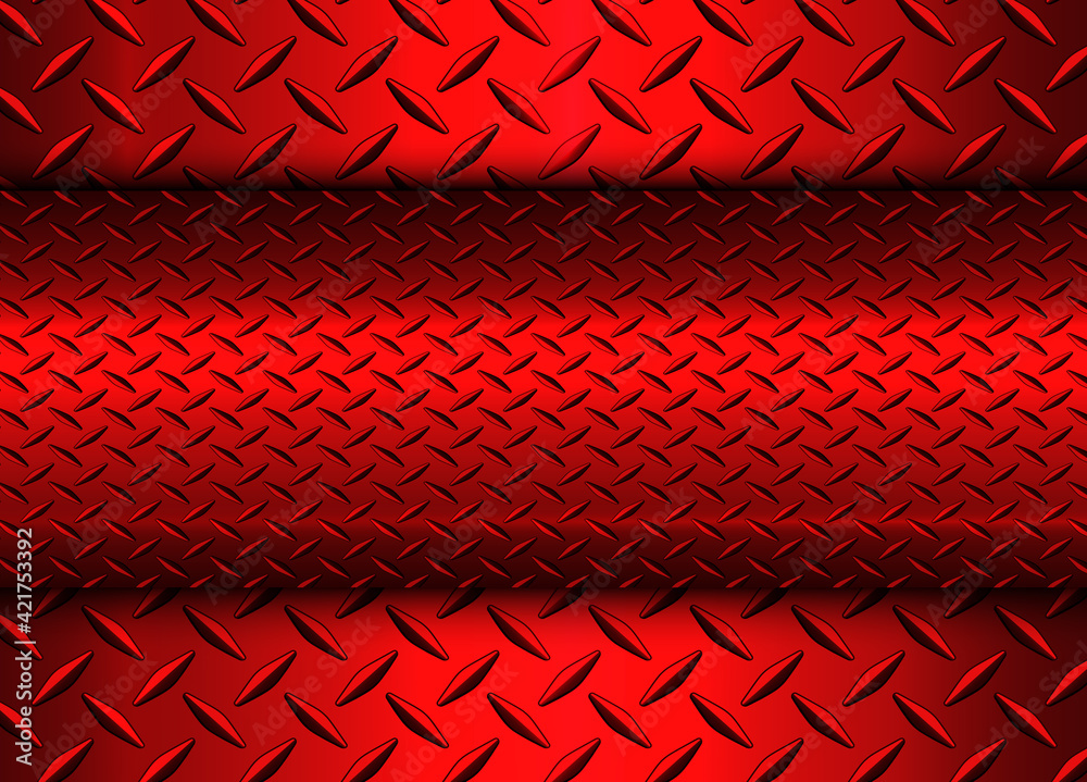 Background red metallic, 3d vector design with diamond plate sheet ...