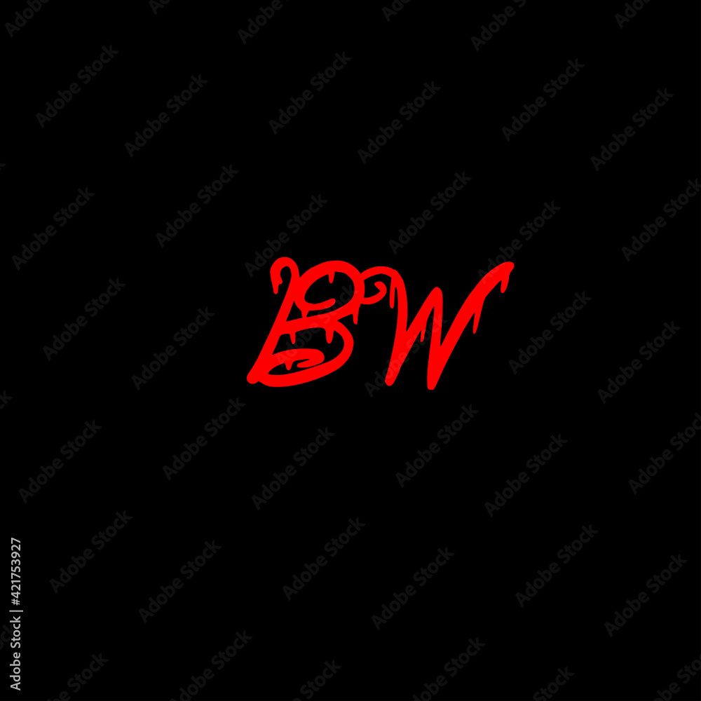 Initial BW handwritten monogram and elegant logo design Stock Vector ...