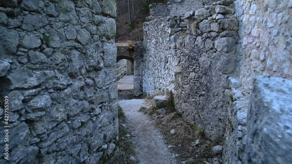 POV point of view walking between decayed and collapsed defense thick ...