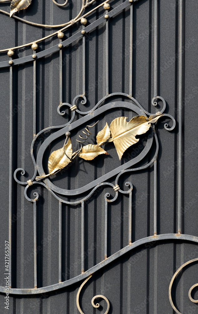 Decorative parts of metal gates, elements of hand forging Stock Photo ...