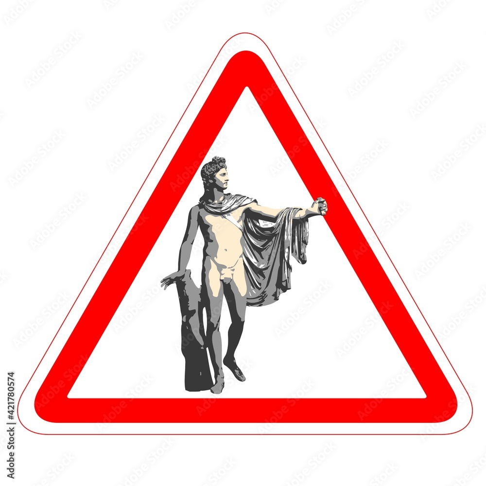Warning sign with Greek God Apollo Stock Vector | Adobe Stock