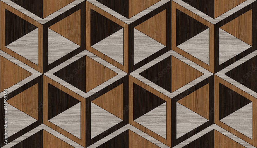 Artistic parquet. Cubes. Design floor for a modern interior. Optical ...