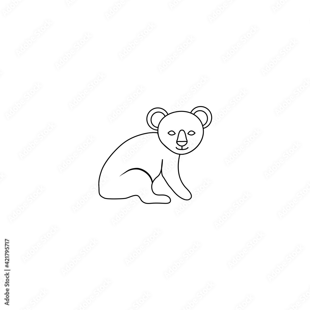 Decorative outline koala bear, Australian wild animal, Tropical cartoon ...