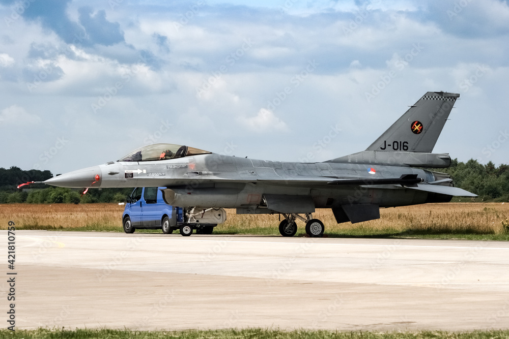 Royal Netherlands Air Force F-16 fighter jet at Volkel Air Base. Stock ...