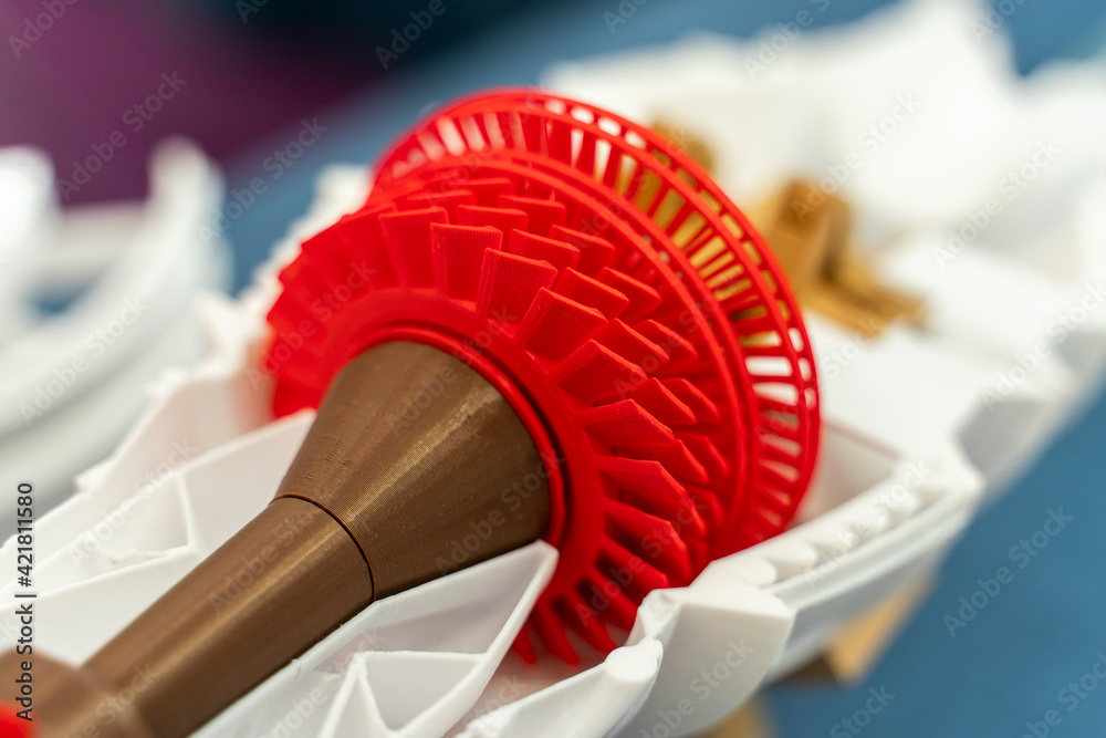 Printing 3D printer jet engine printed model plastic Stock Photo ...