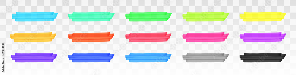 Color highlighter lines set isolated on transparent background. Red ...