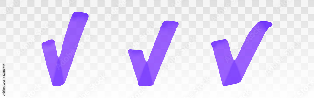 Purple highlighter check mark set isolated on transparent background ...
