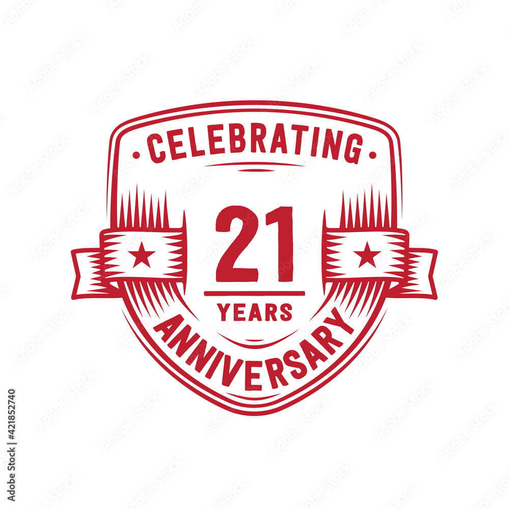 21 years anniversary celebration shield design template. 21st ...