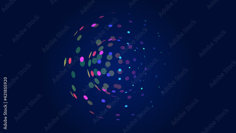 blue abstract particle nodes spinning colorful disco technology spots ...