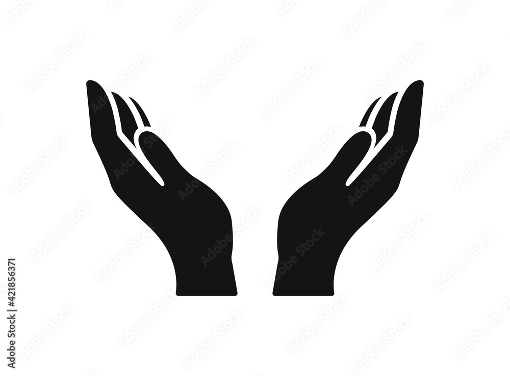 Vector protecting hands icon. Cupped hands Stock Vector | Adobe Stock