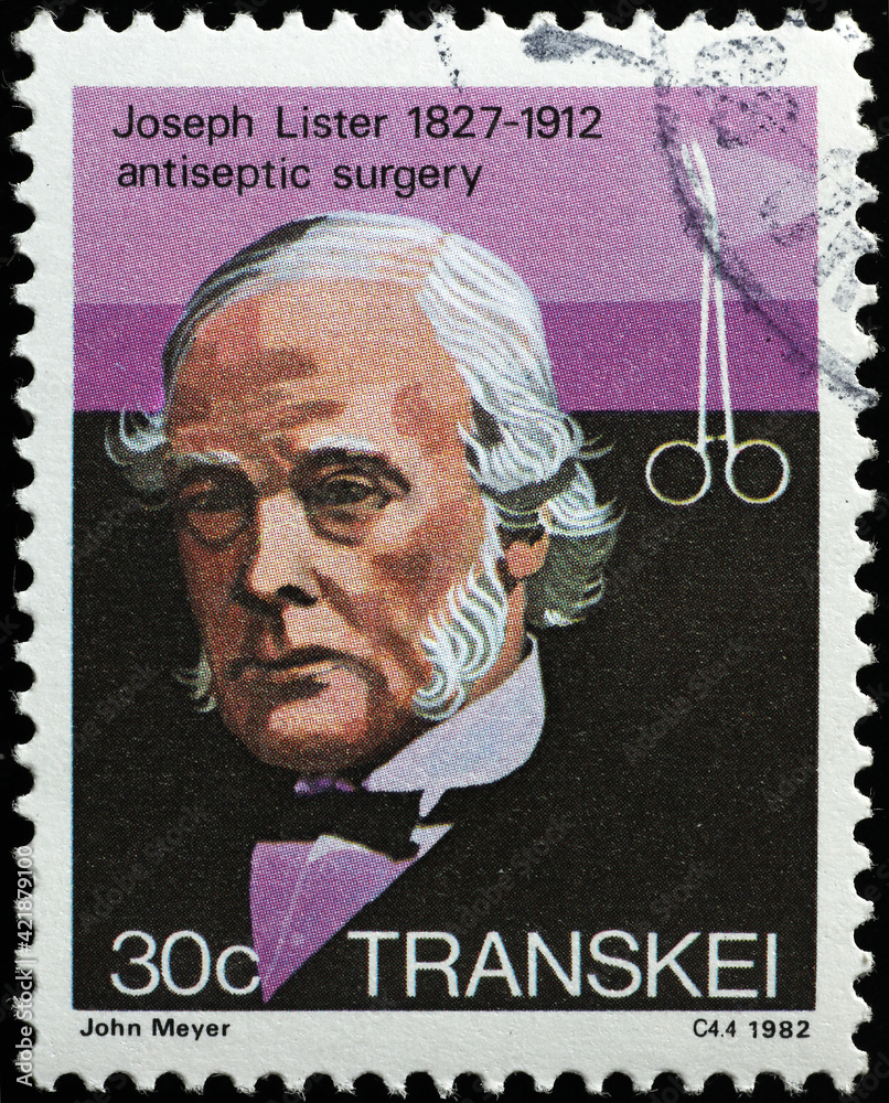 Joseph Lister, pioneer of antiseptic surgery on postage stamp Stock ... Joseph Lister, pioneer of antiseptic surgery on postage stamp Stock ...