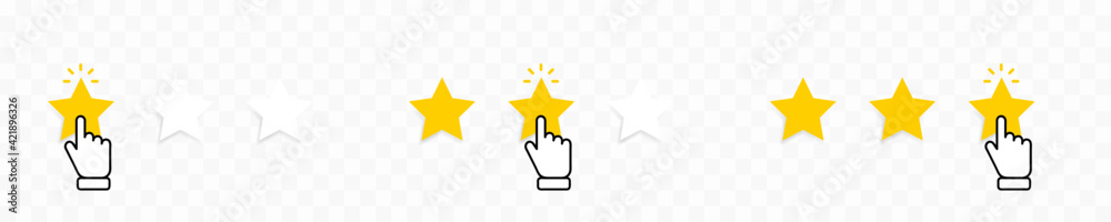 Customer satisfaction stars illustration. Stars rating icons set. Hand ...