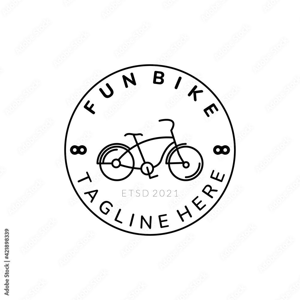 bicycle line art minimalist emblem simple icon logo vector illustration ...