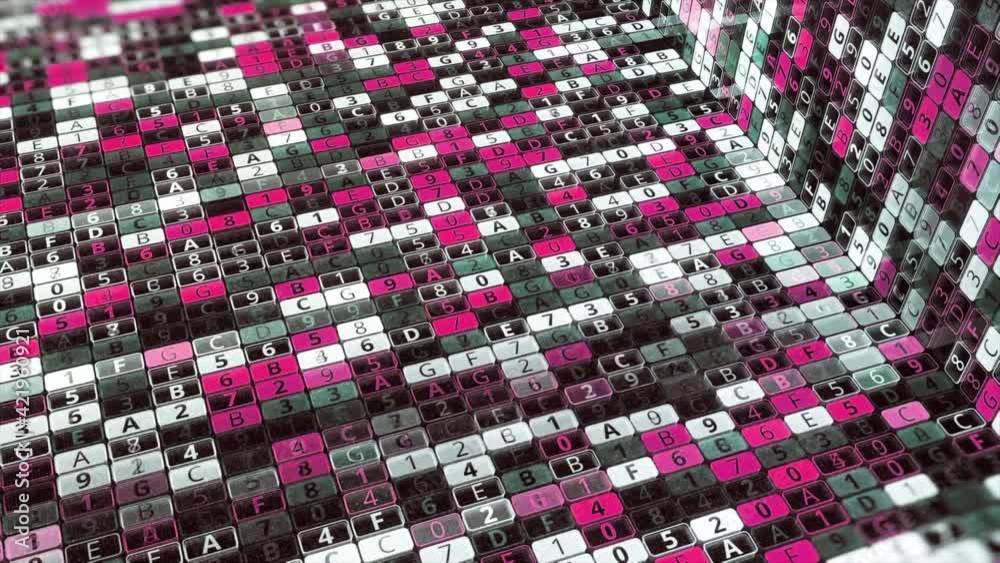 Bright glowing computer symbols appear on a grid of futuristic big data ...