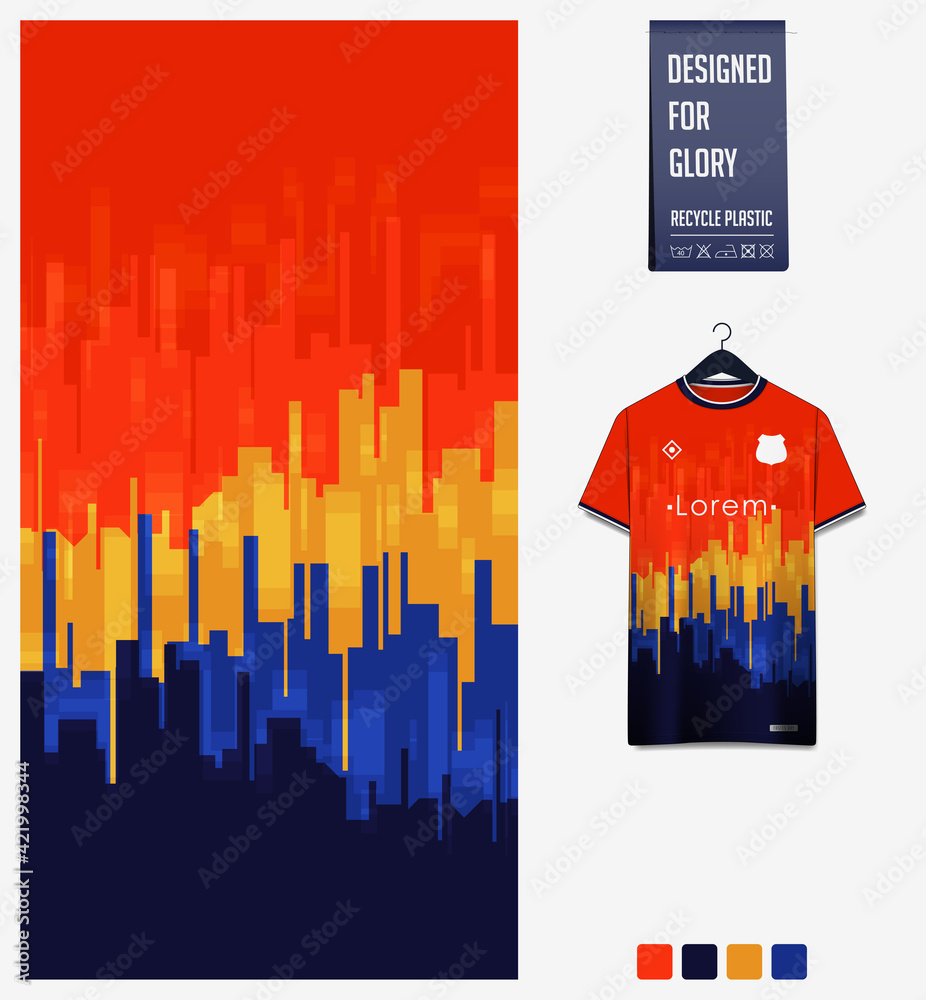 Soccer jersey pattern design. Abstract pattern on orange background for ...