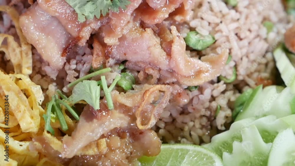 Close Up Footage of Thai Style Shrimp Paste Fried Rice (Khao Klook ...