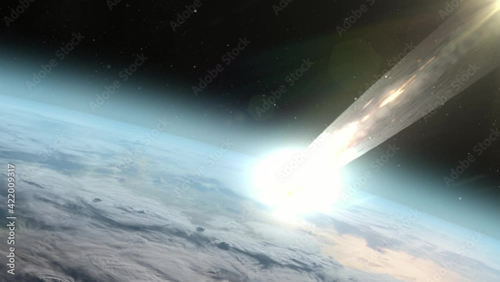 Asteroid Meteor Burning in Earth Atmosphere ,Realistic vision Meteor ...