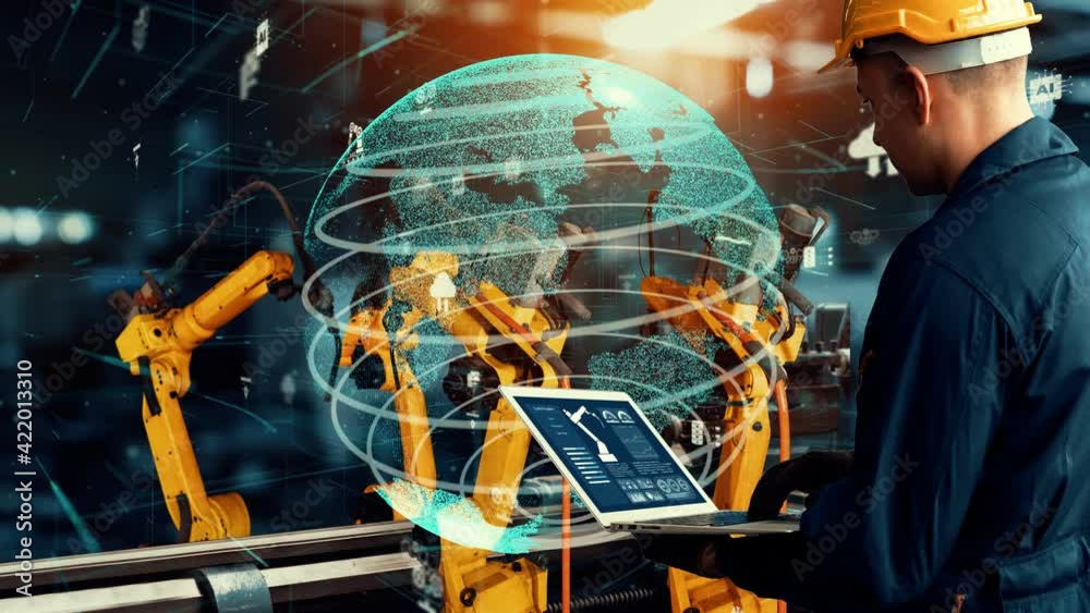 Smart industry robot arms modernization for digital factory technology ...