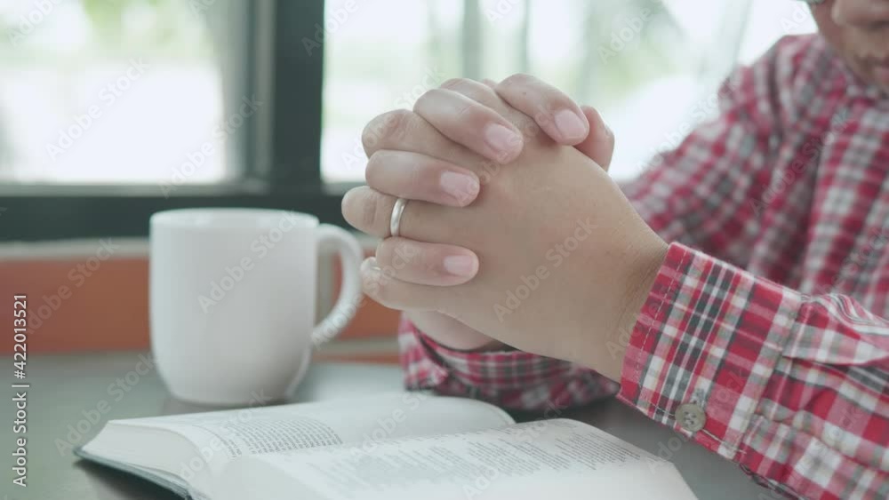 Footage B roll of Christian worship concept. Woman christian with hands ...