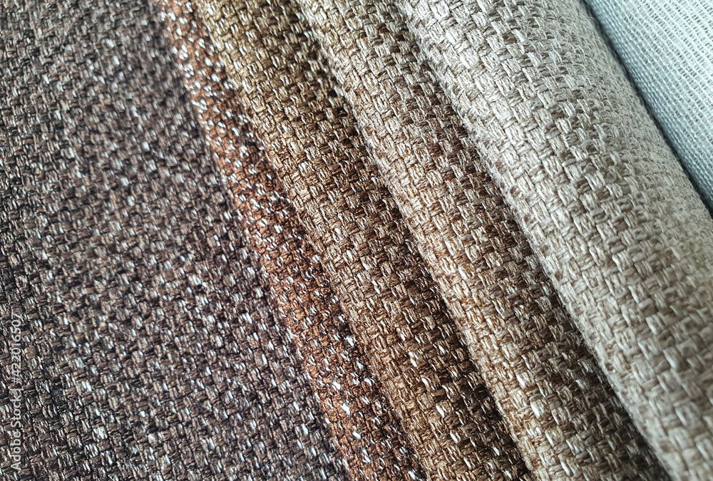 brown set colors of textile fabric sackcloth samples. fabric texture ...