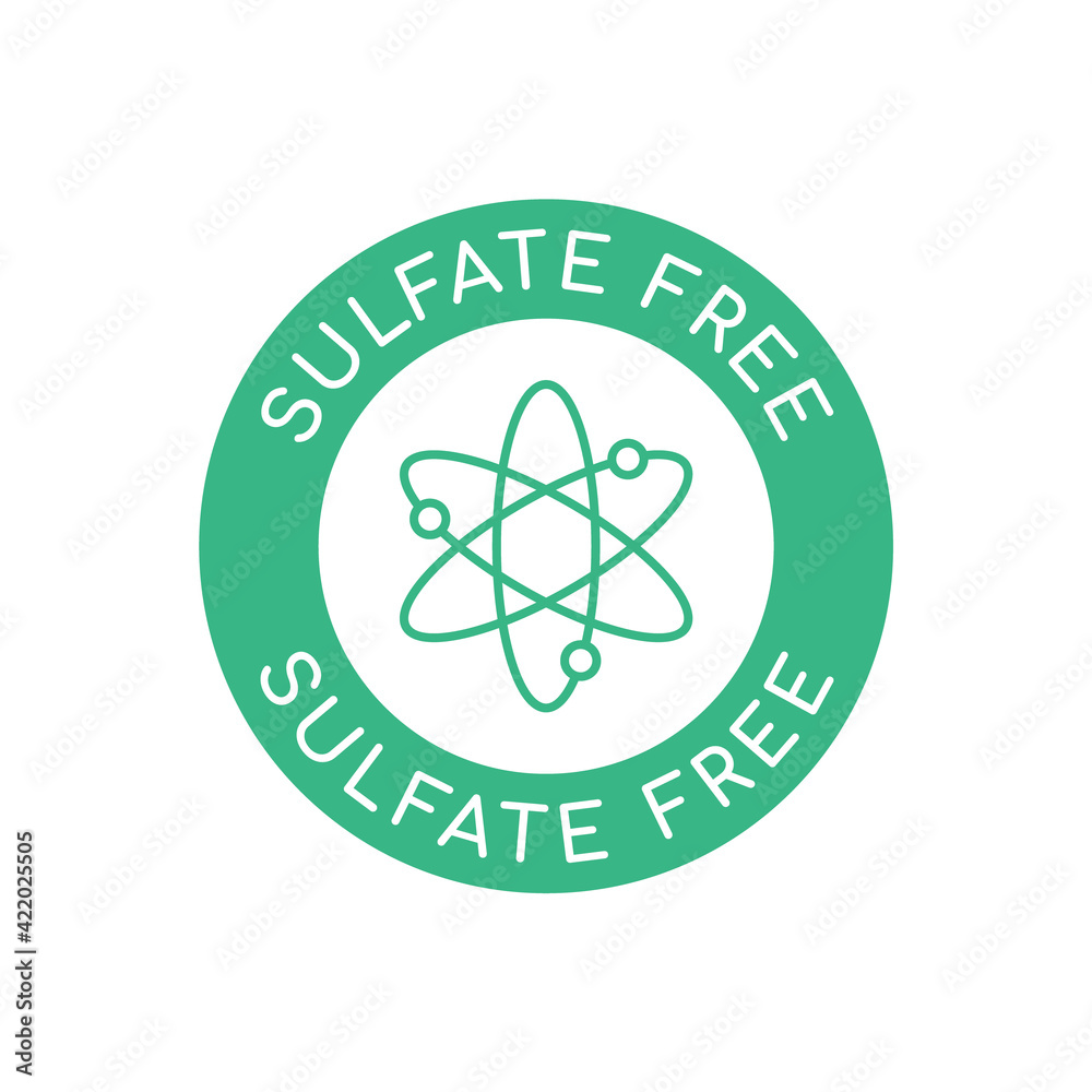 Sulfate free icon, sign, logo. Chemical symbol in a green circle. Green ...