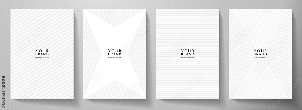 Modern white cover, frame design set. Creative abstract with diagonal ...