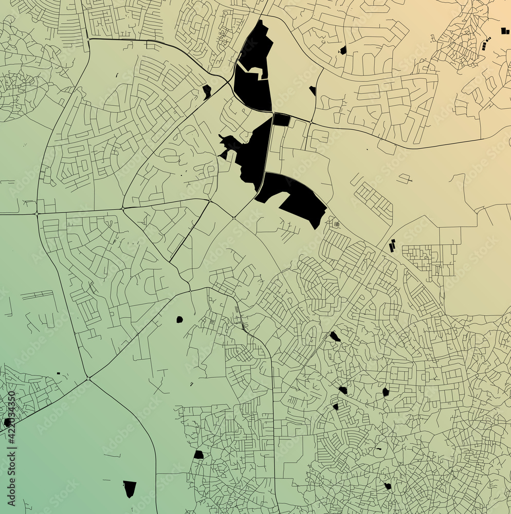 Lilongwe, Malawi - Urban vector city map with parks, rail and roads ...