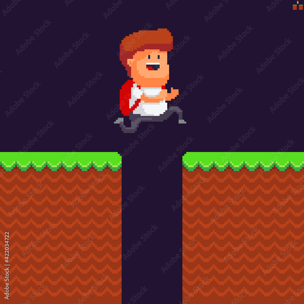 Pixel art jump Stock Vector | Adobe Stock