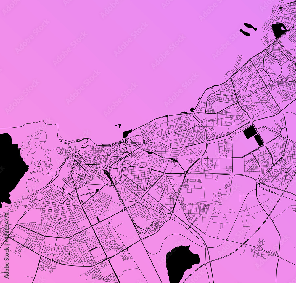 Oran, Algeria - Urban vector city map with parks, rail and roads ...